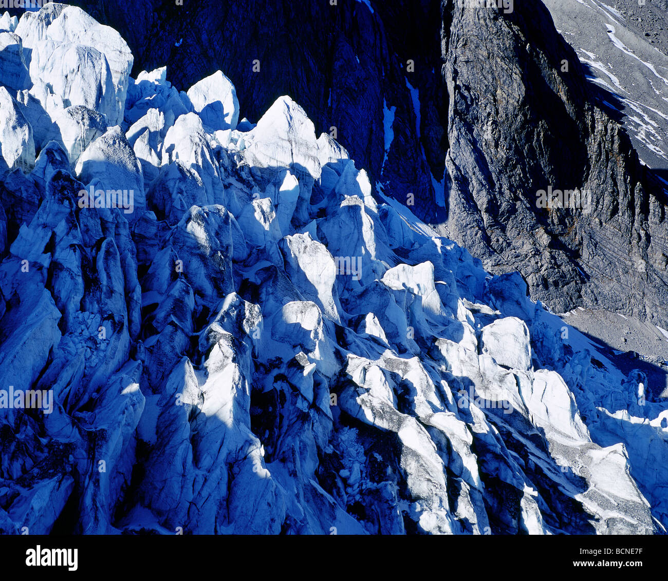 Layered ice in Mingyong Glacier at the foot of Mount Kawa Karbo, Meili ...