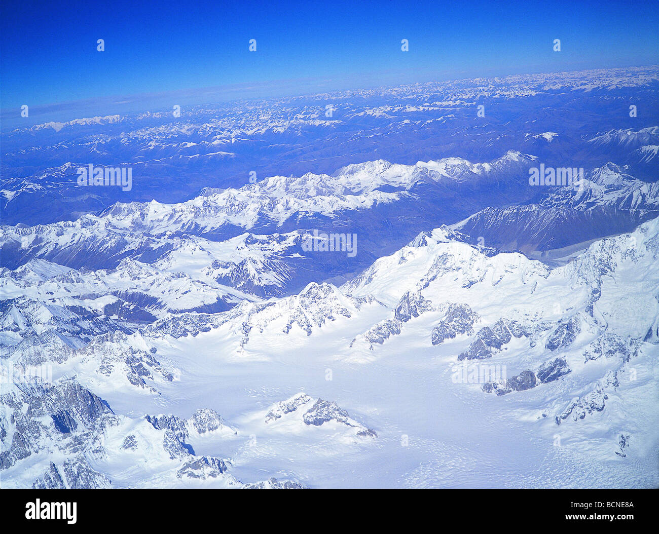 Aerial view of peaks surrounding Mount Everest, Tibet, China Stock ...