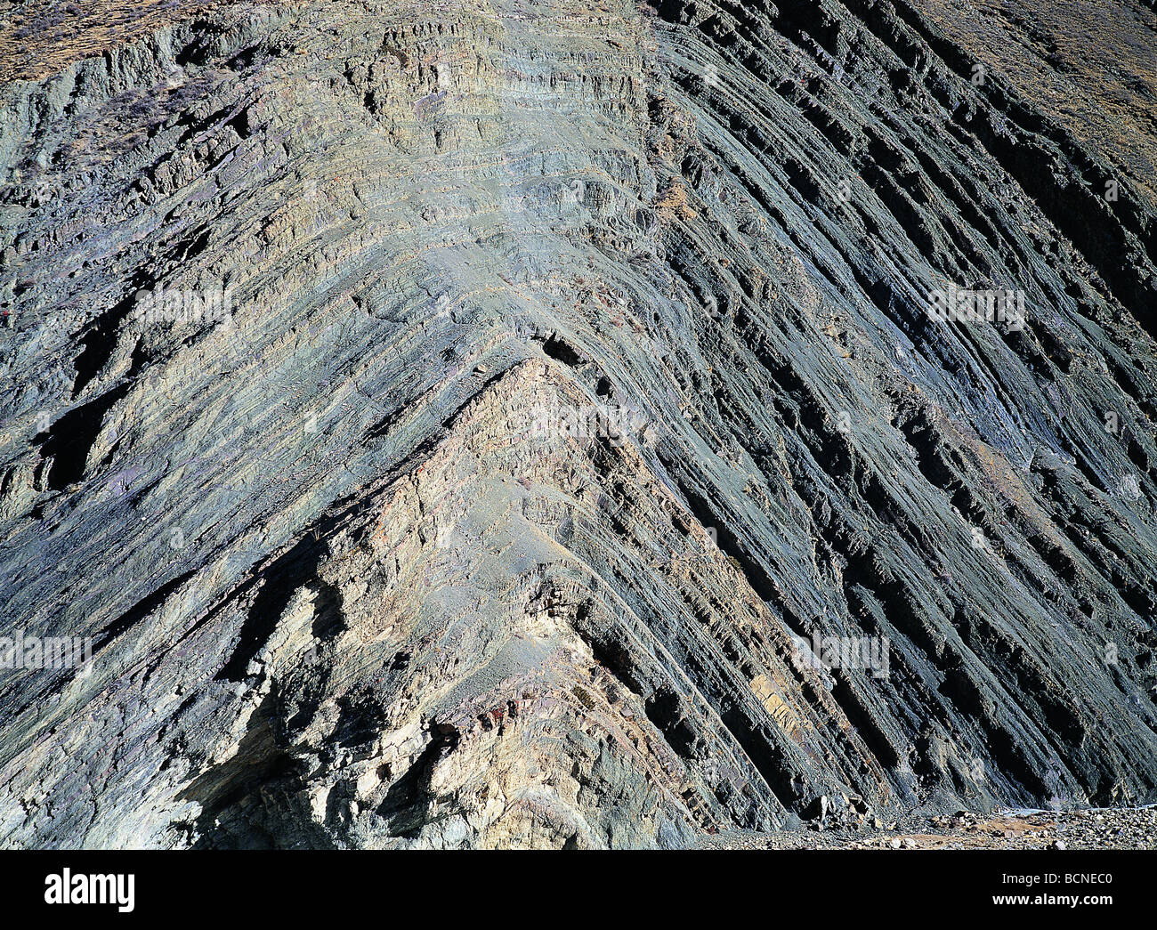 The folded rock strata, Himalayan fold-thrust belt in South West of ...