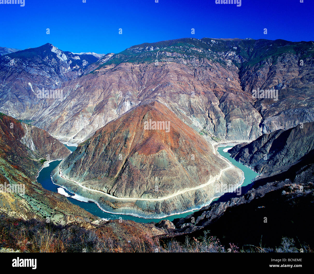 First bend of the Jinsha River, Benzilan District, Deqin County, DiQing ...