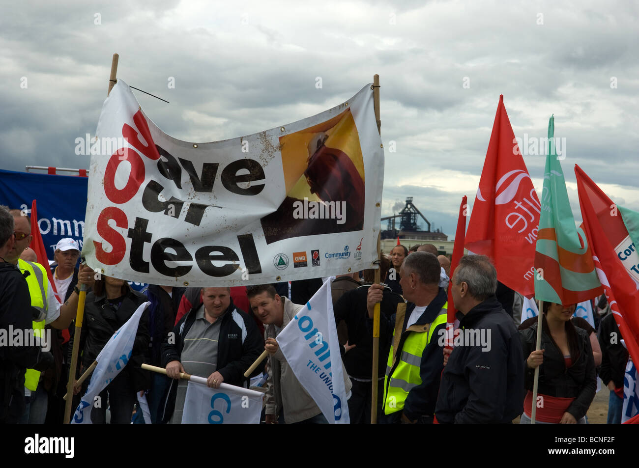 Save our Steel Banner Stock Photo - Alamy