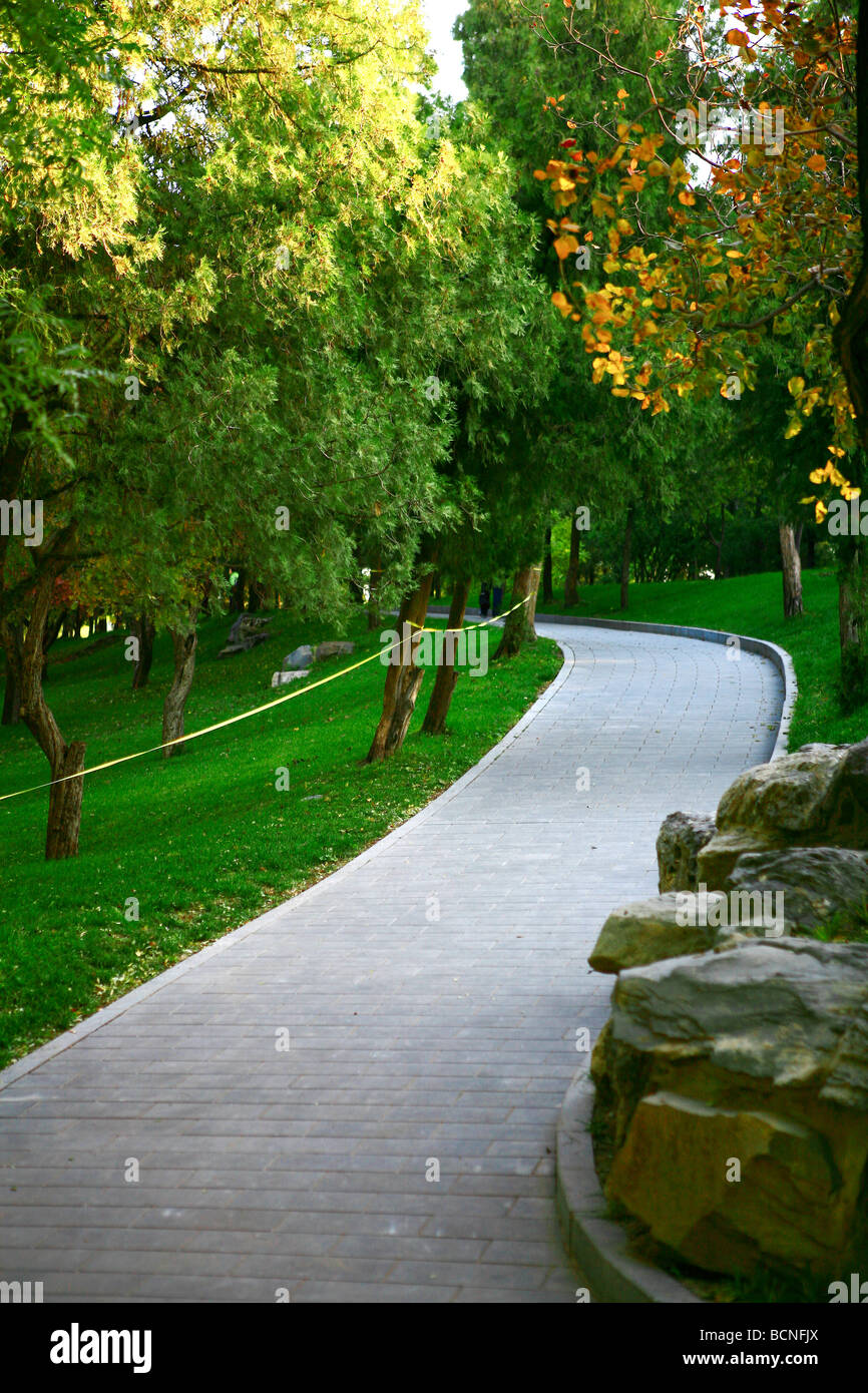 Tree lined path in Beihai Park, Beijing, China Stock Photo - Alamy