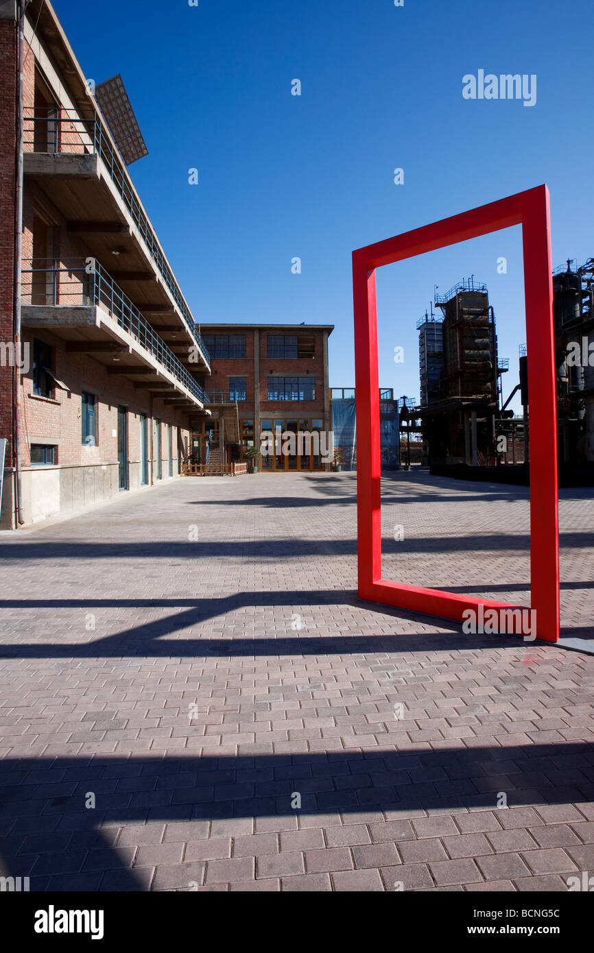 Old factory space mixed with modern sculpture, 798 Art District ...
