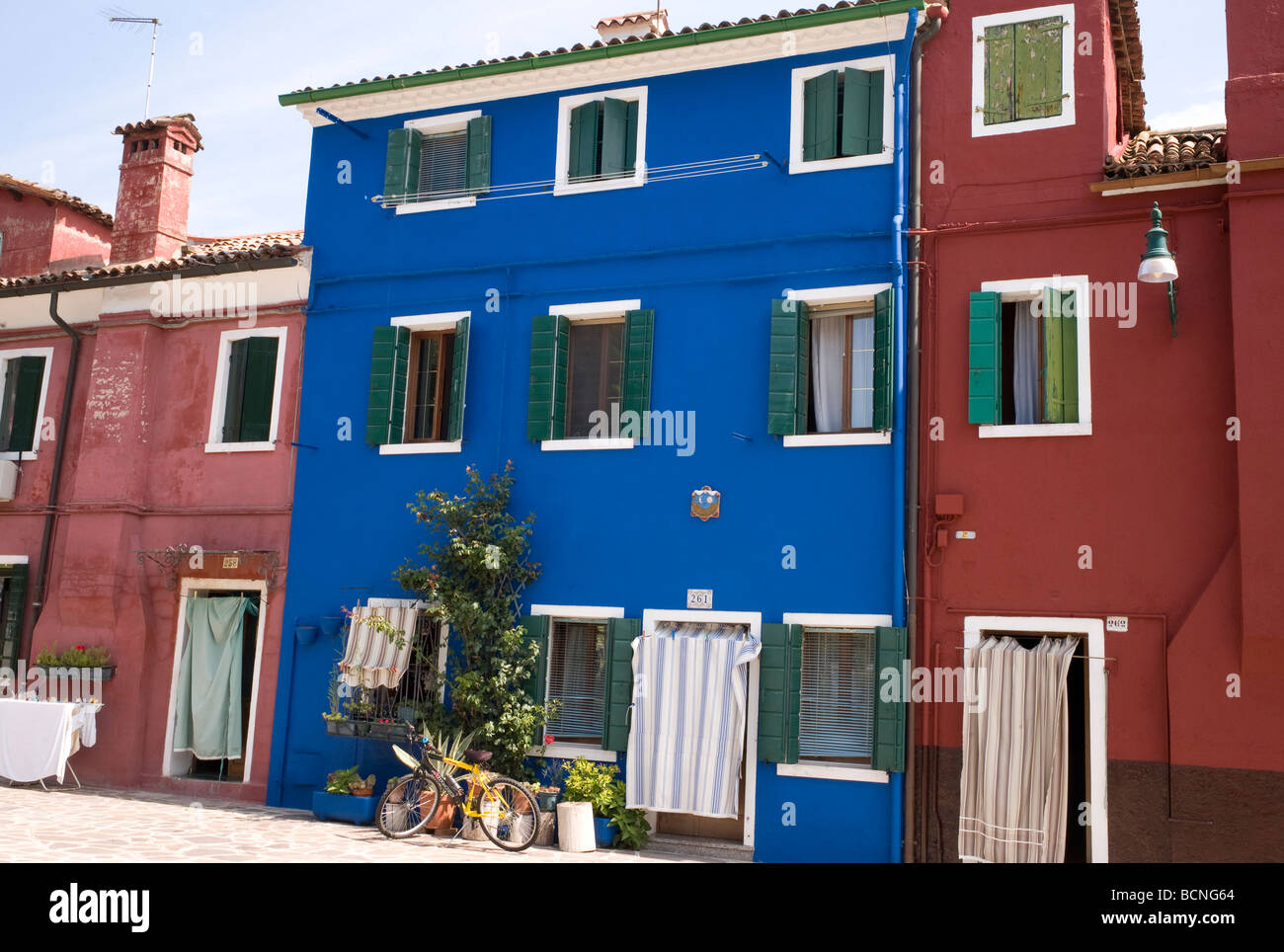brightly coloured house fronts,brightly colored house fronts Stock ...