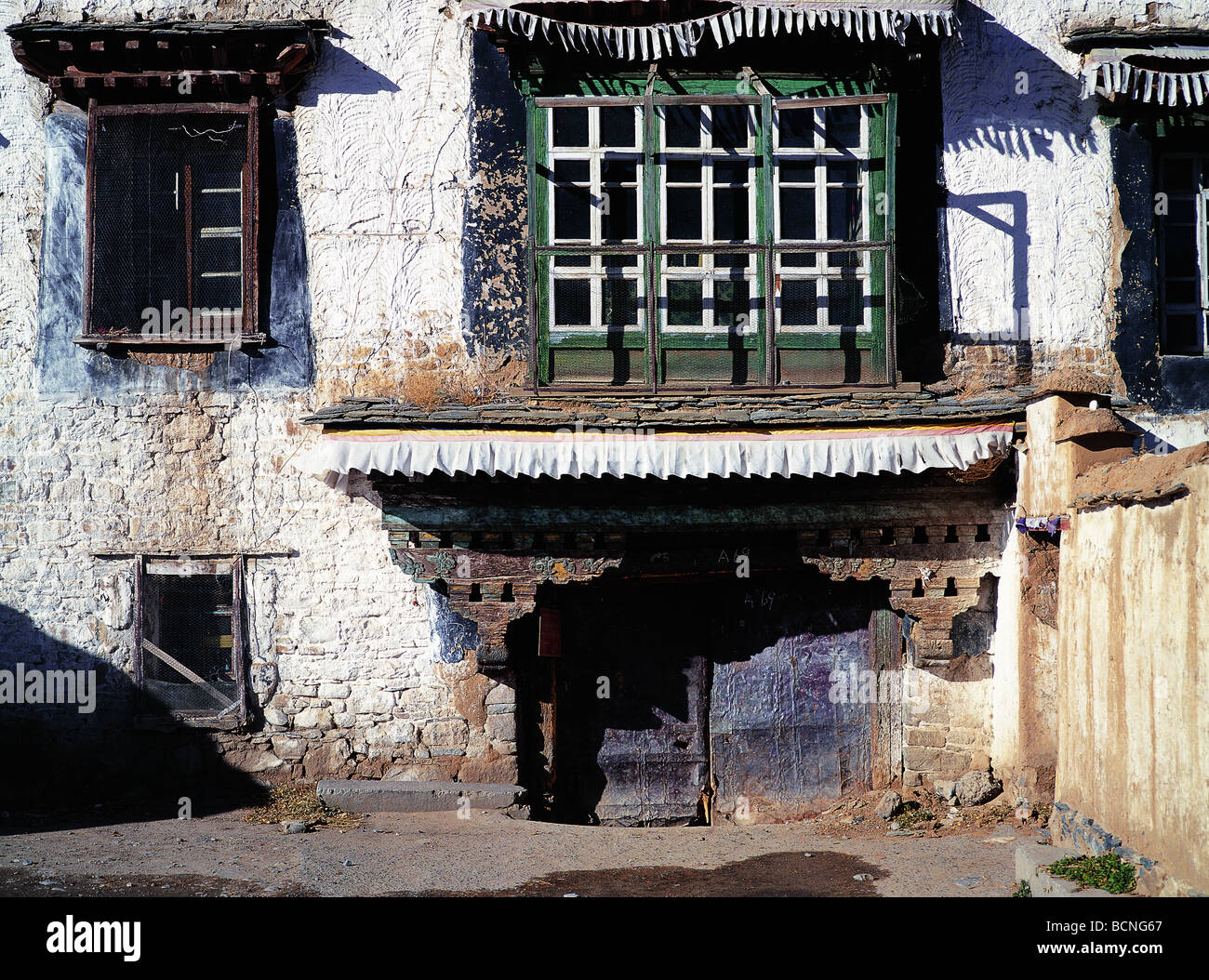 Architectural details of a traditional Tibetan home, Tingri County ...