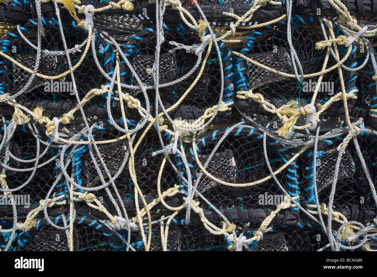 Creels on Berneray harbour, Western Isles, Scotland Stock Photo - Alamy