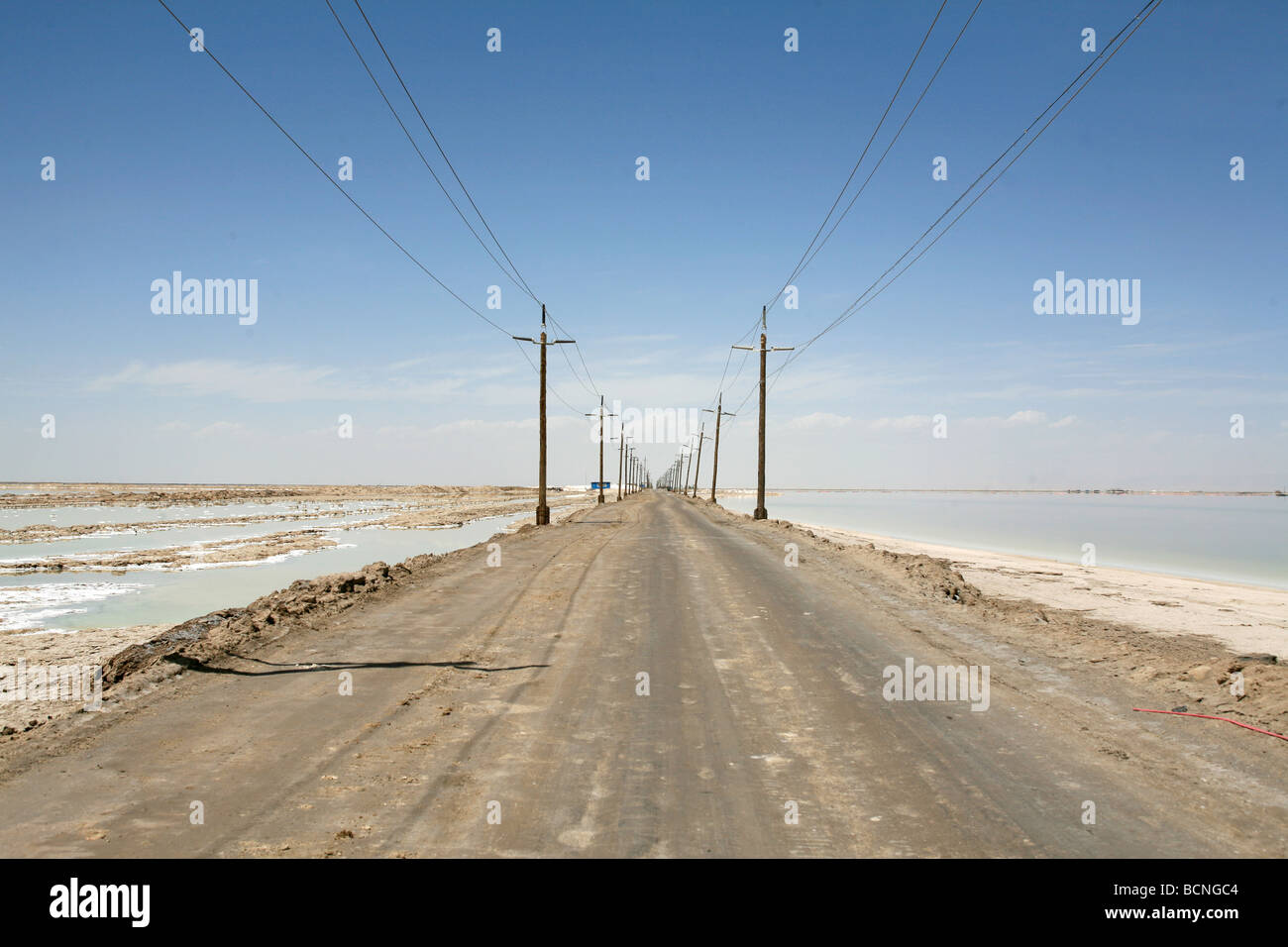 Road built over Cha'erhan Salt Lake in Qaidam Basin, Qinghai Province ... Road built over Cha'erhan Salt Lake in Qaidam Basin, Qinghai Province ...