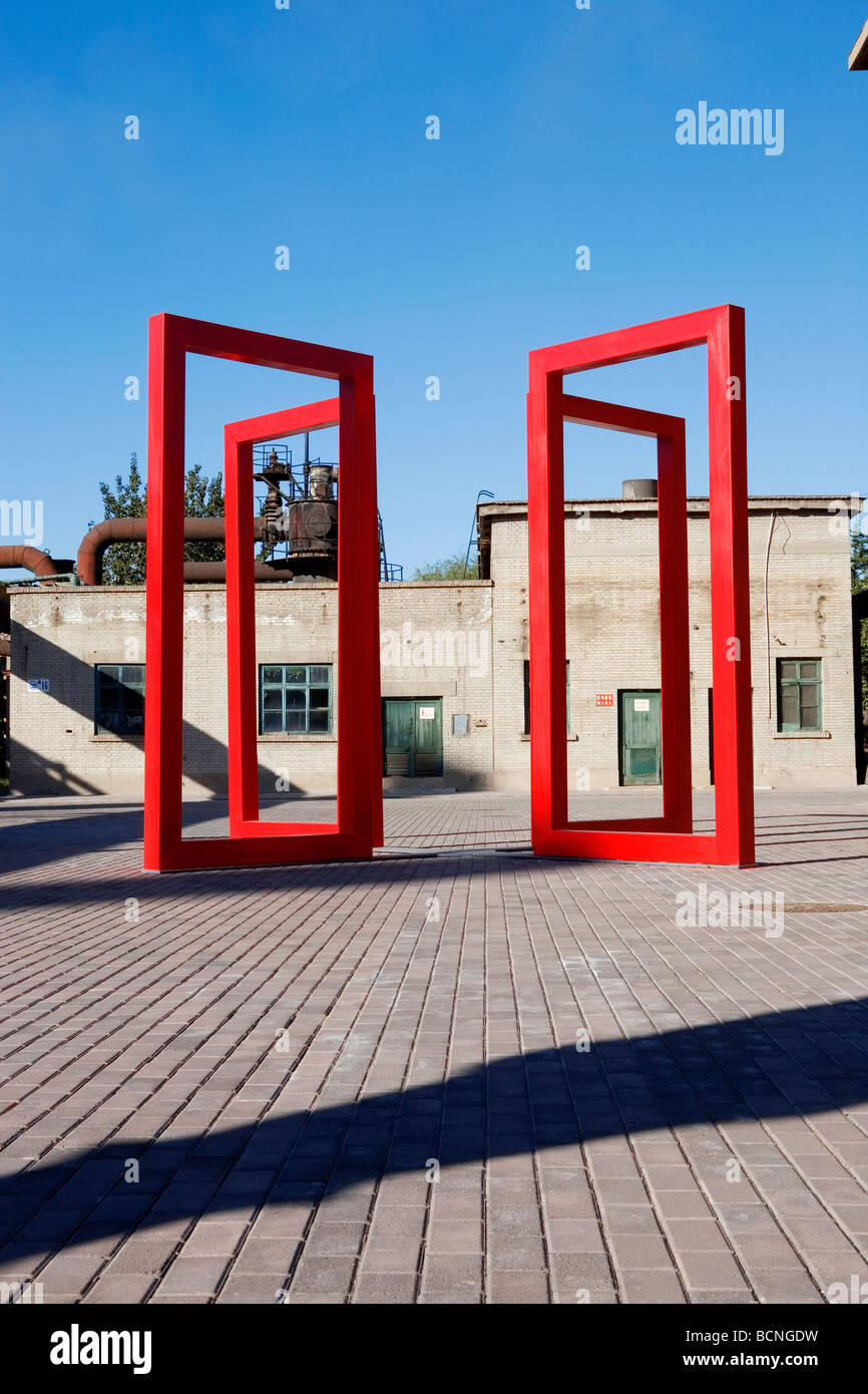 Modern sculpture among old factory space built in 1960's, 798 Art ...