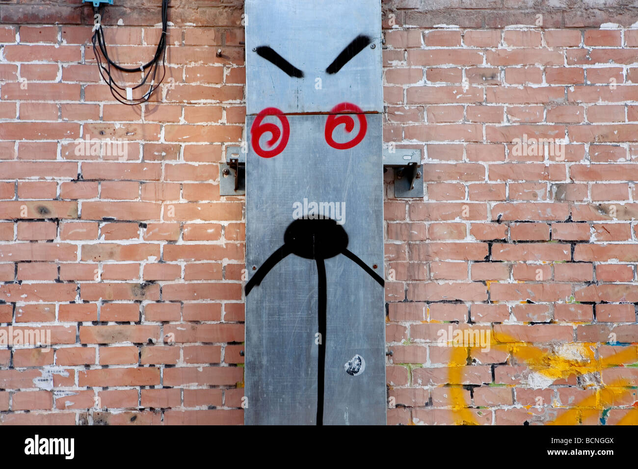 Graffiti maked factory ventilation pipe, 798 Art District, Bejing ...