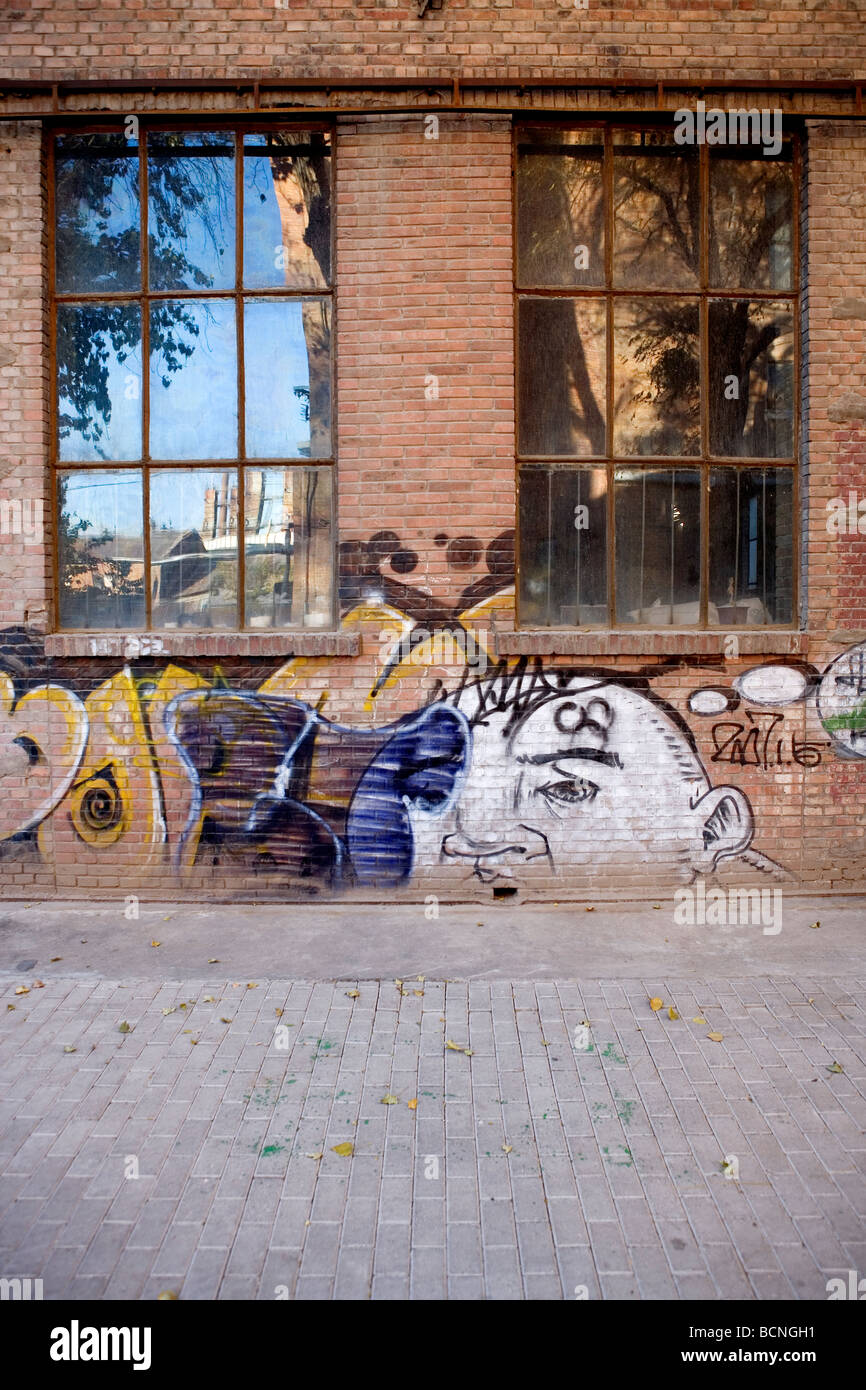 Graffiti on old factory building, 798 Art District, Bejing, China Stock ...