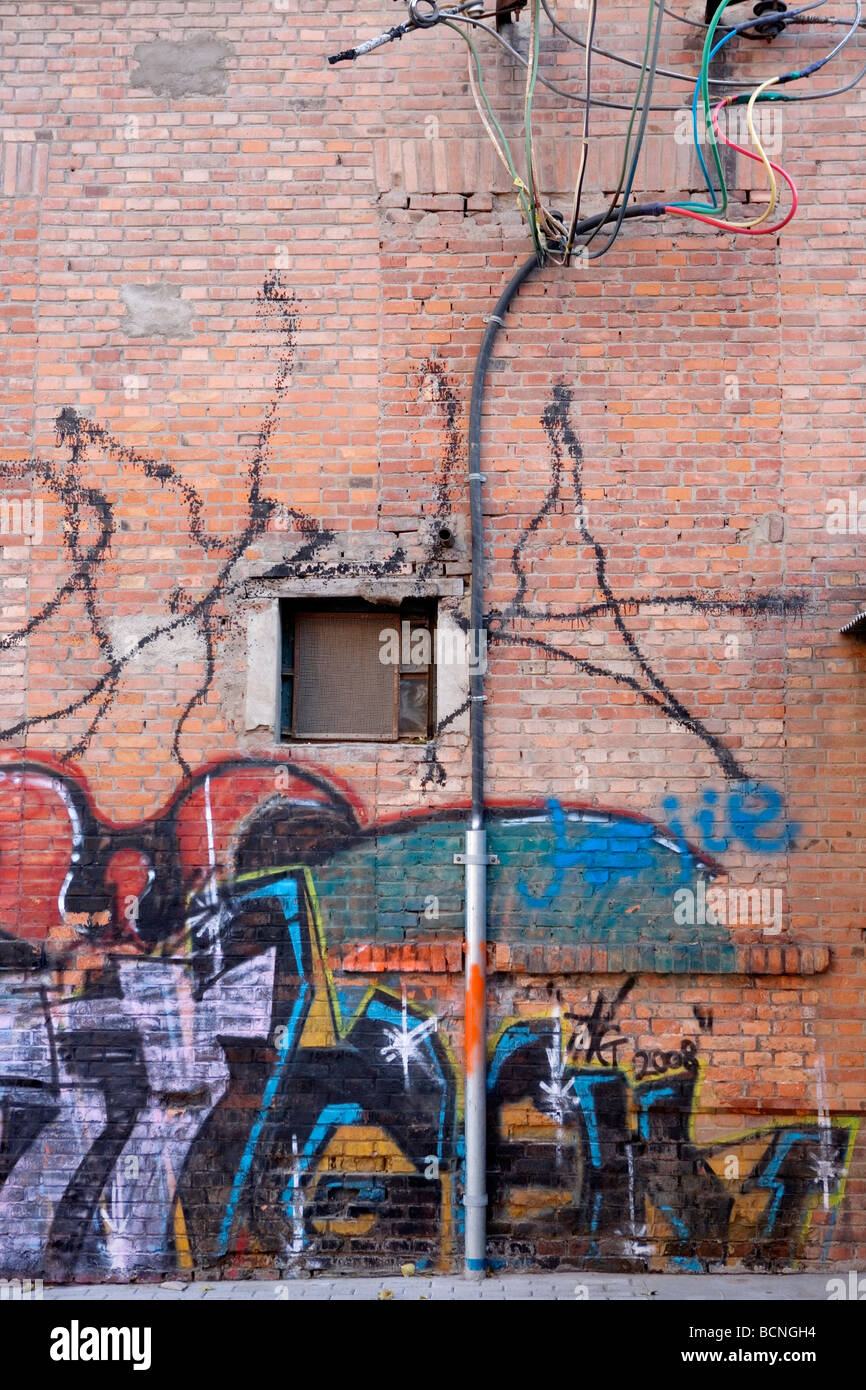 Graffiti on old factory building, 798 Art District, Bejing, China Stock ...
