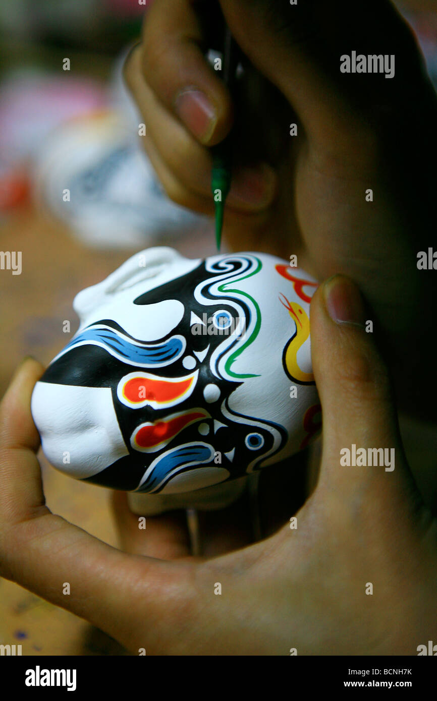 Artist making Peking opera facial design, Beijing, China Stock Photo ...