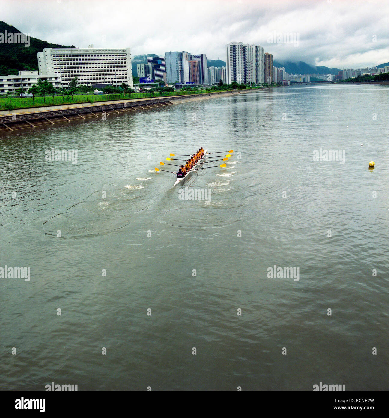 Rowing team practicing in a river, Hong Kong, China Stock Photo - Alamy