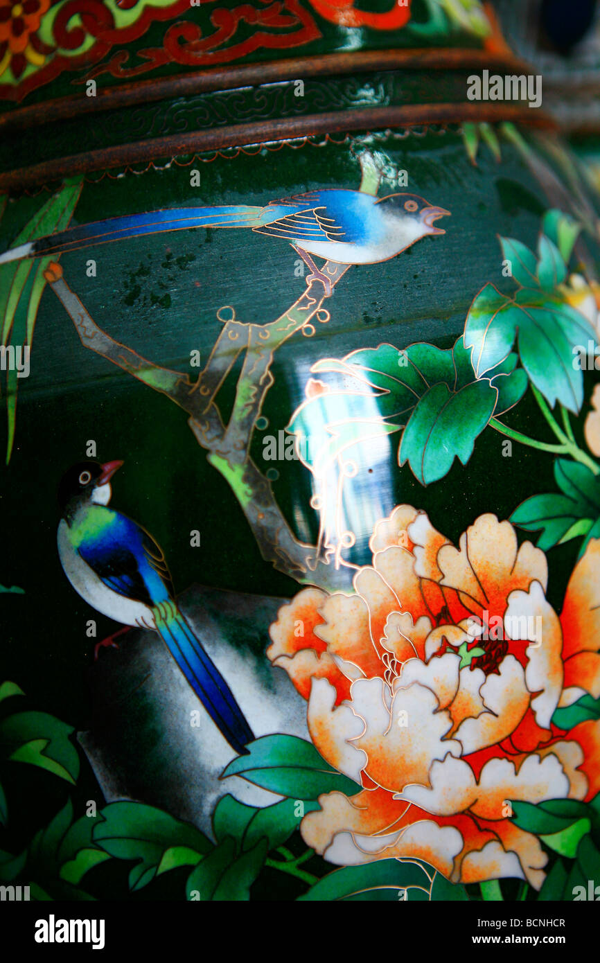 Detail of a Cloisonné vase, Beijing, China Stock Photo - Alamy