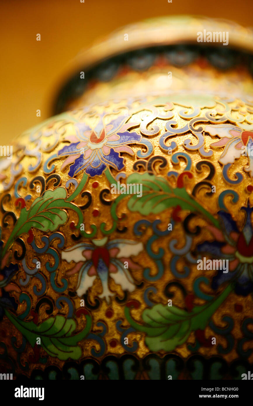Detail of a Cloisonné urn, Beijing, China Stock Photo - Alamy