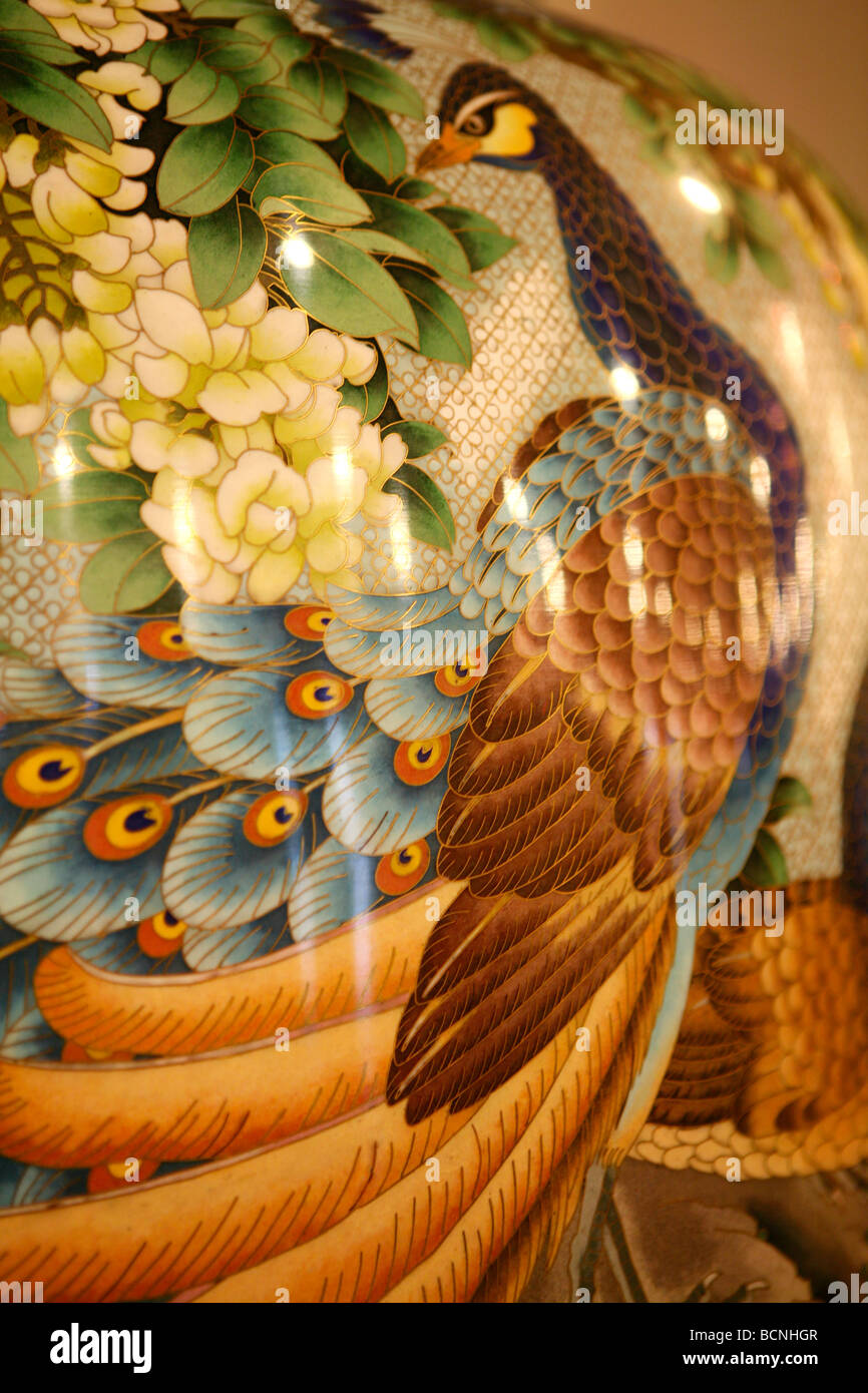 Cloisonné vase with peacock pattern, Beijing, China Stock Photo - Alamy