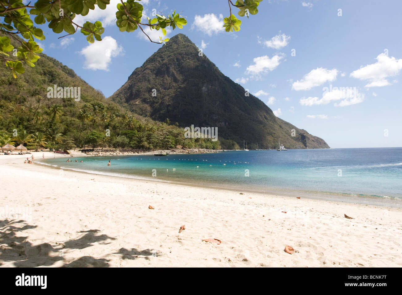 St. Saint Lucian Beach with Piton in the background Stock Photo - Alamy