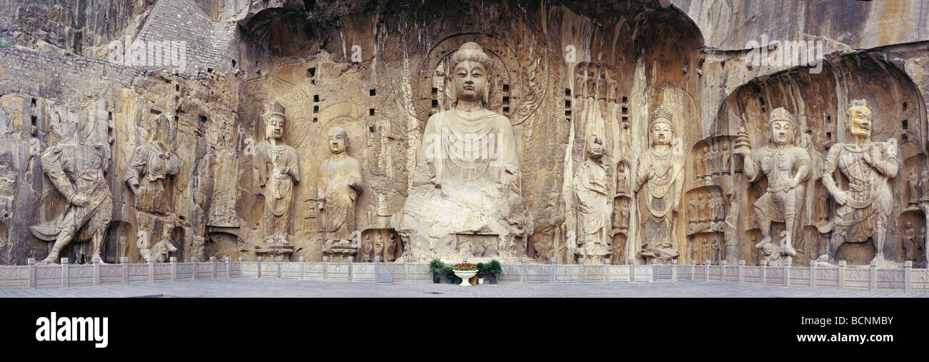Main statues of Buddhas, Longmen Grotto, Luoyang City, Henan Province ...