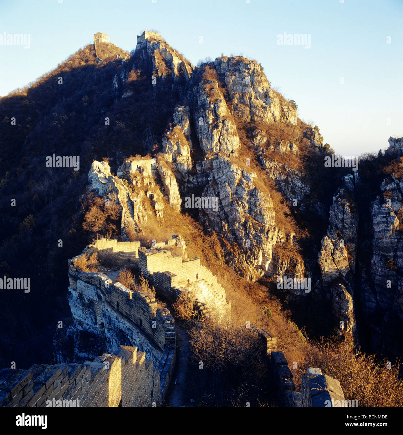 Damanged beacon tower and wall of Jiankou Great Wall, Xizhazi Village ...