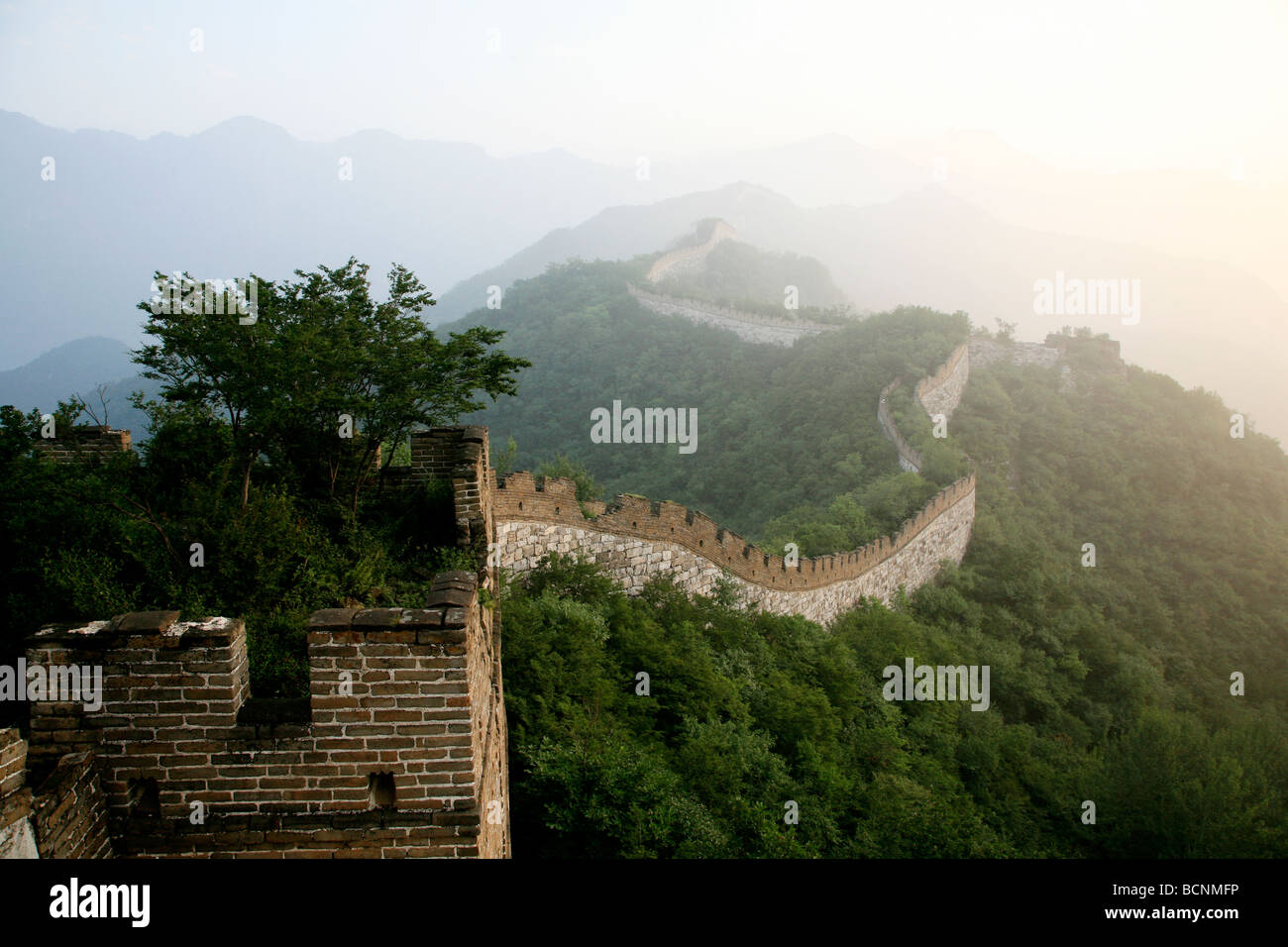 Damanged beacon tower and wall of Jiankou Great Wall, Xizhazi Village ...