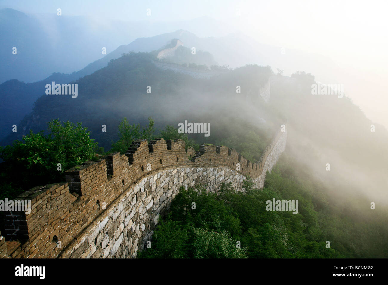 Damanged beacon tower and wall of Jiankou Great Wall, Xizhazi Village ...