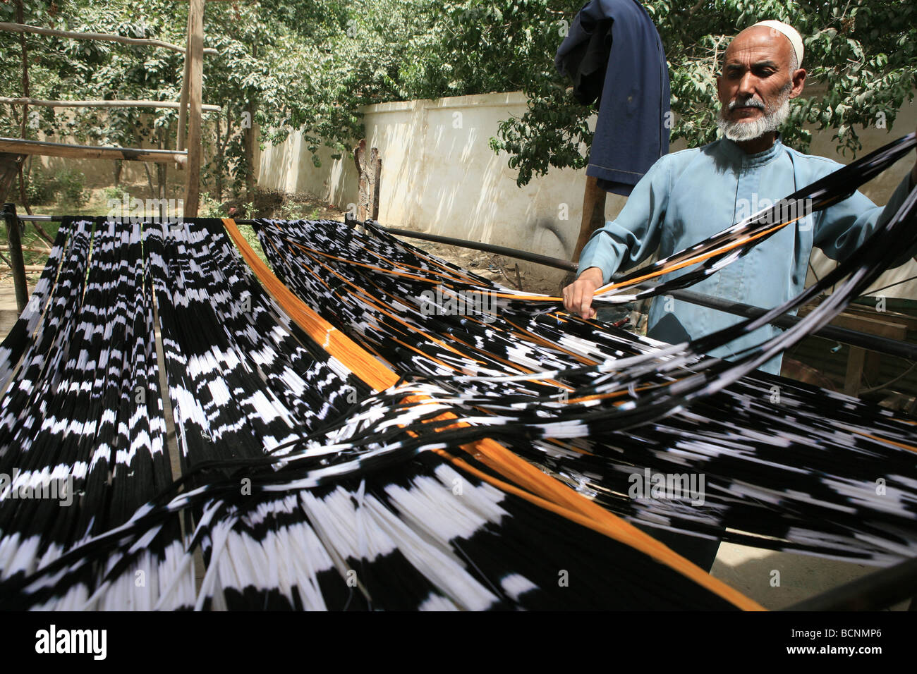 Uyghur silk master dyeing Atlas Silk, a specialty to Central Asia ...