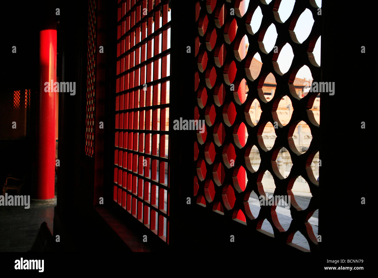 Wooden lattice window in Houyou Gate, Forbidden City, Beijing, China ...
