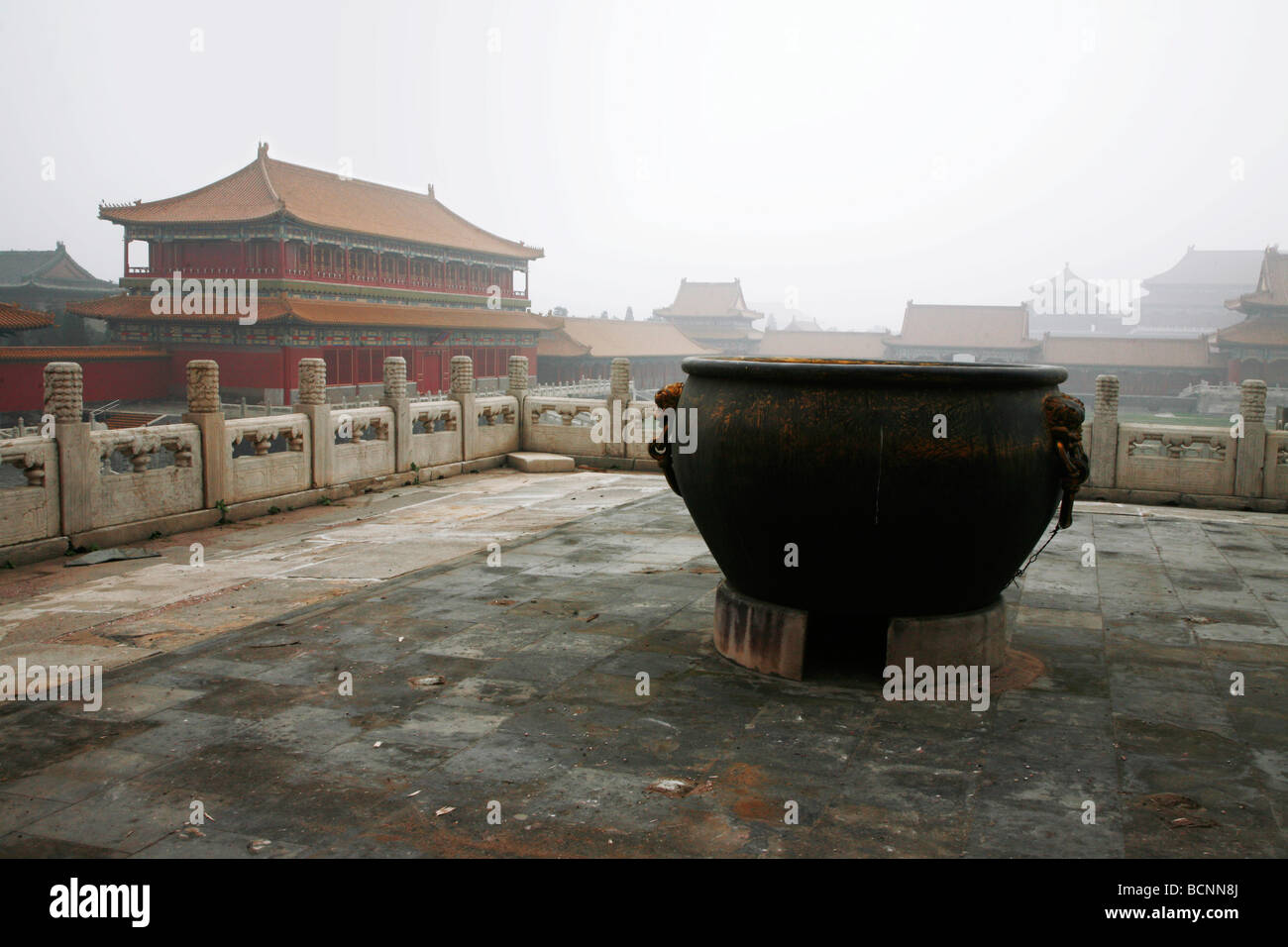 Giant gold gilded bronze water tank on the marble terrace of Hall of ...