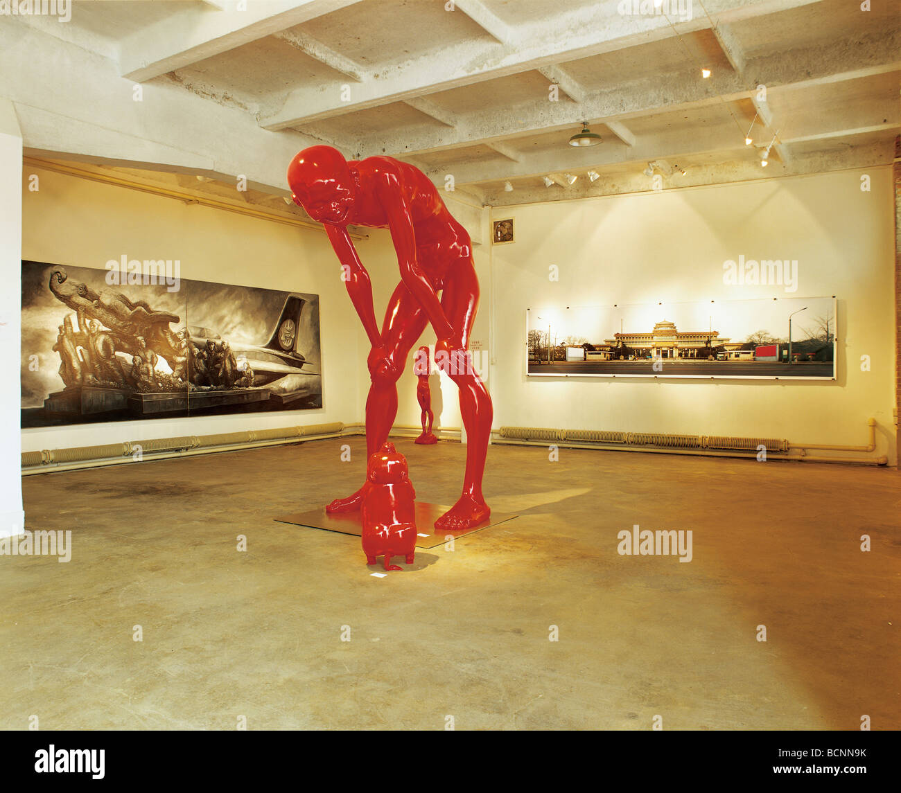 Painting and sculpture on display, Beijing Art Place, 798 Art District, Beijing, China Stock ...