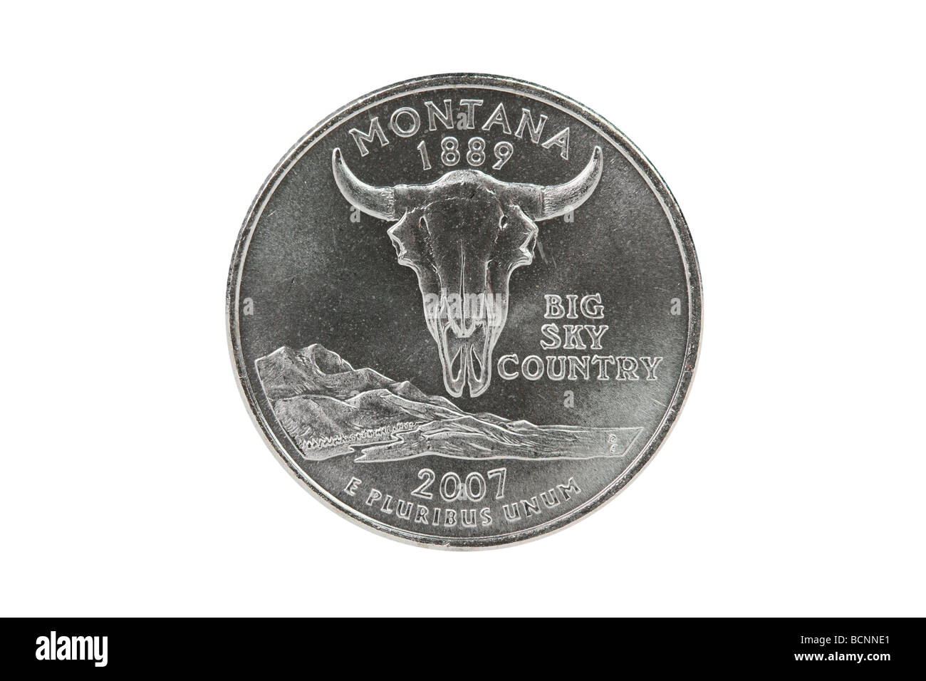 Montana State Quarter coin with clipping path Stock Photo - Alamy