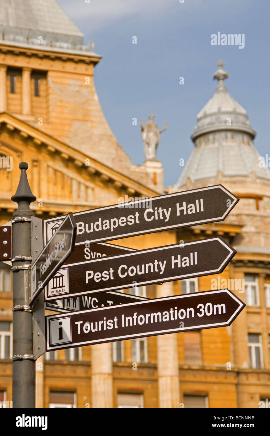 Downtown Pest tourist information signs in Budapest Stock Photo - Alamy