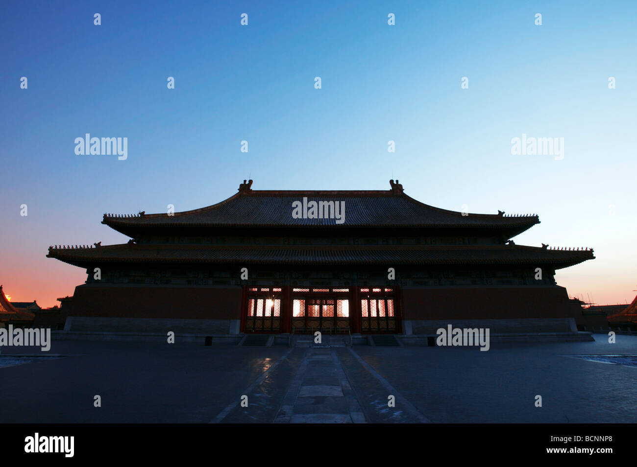 Lighted Hall of Supreme Harmony at night, Forbidden City, Beijing ...