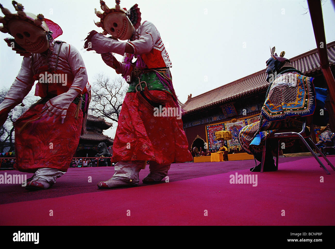 A ceremony to drive away devil in Lama Temple on the Spring Festival ...