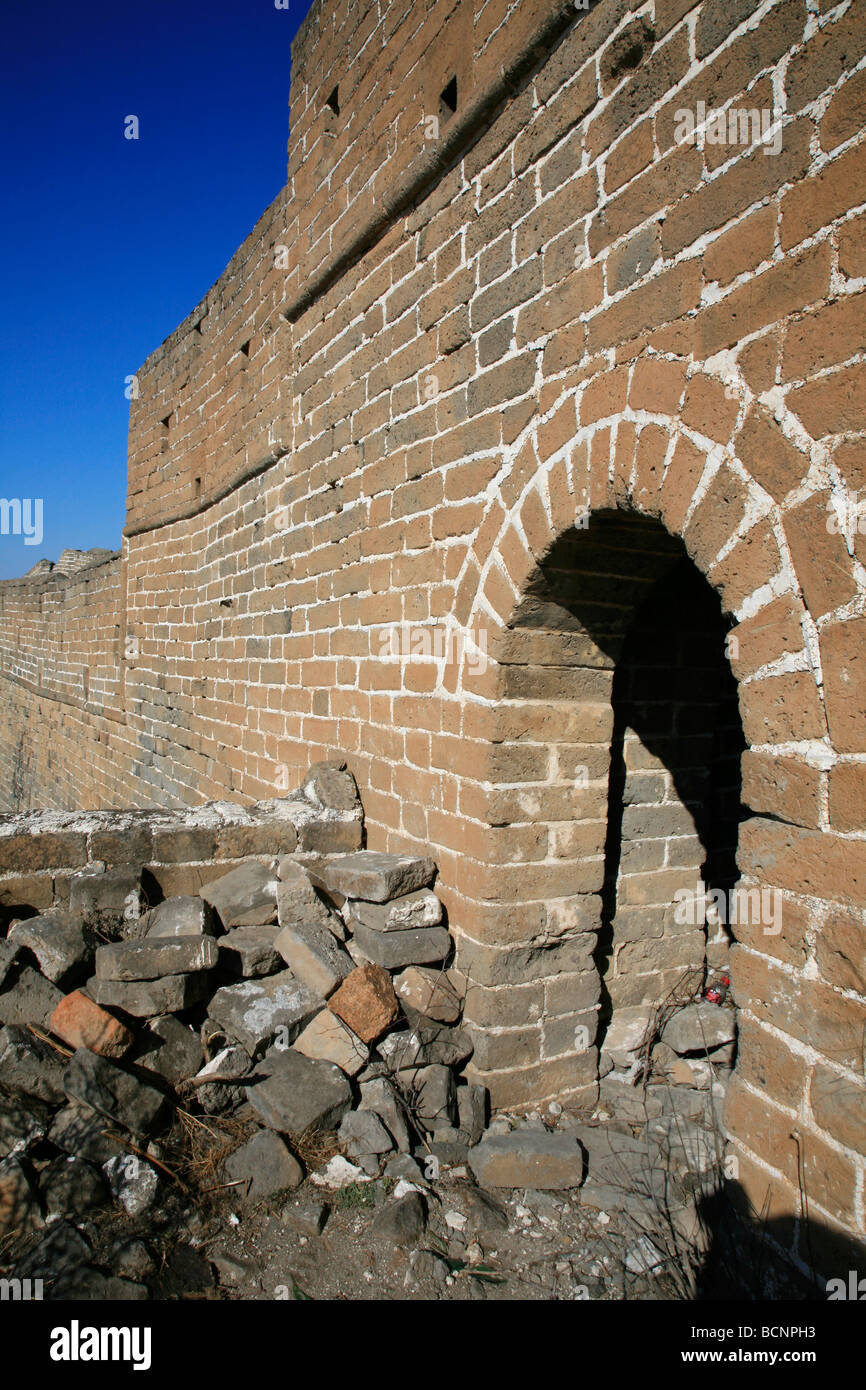 Damaged wall on Jinshangling Great Wall, Hebei Province, China Stock ...