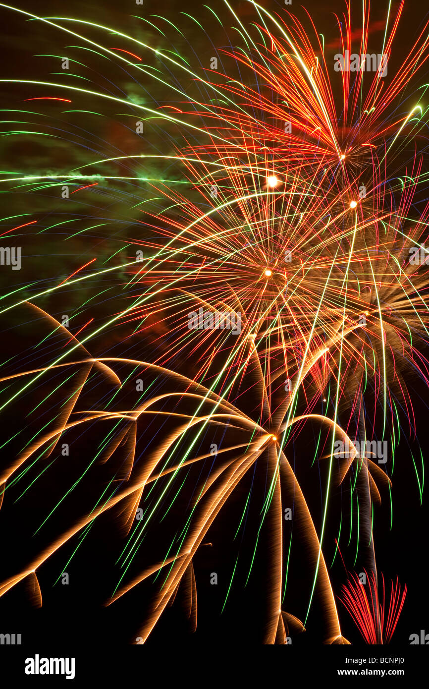 Fireworks in night sky 4th of July Stock Photo - Alamy