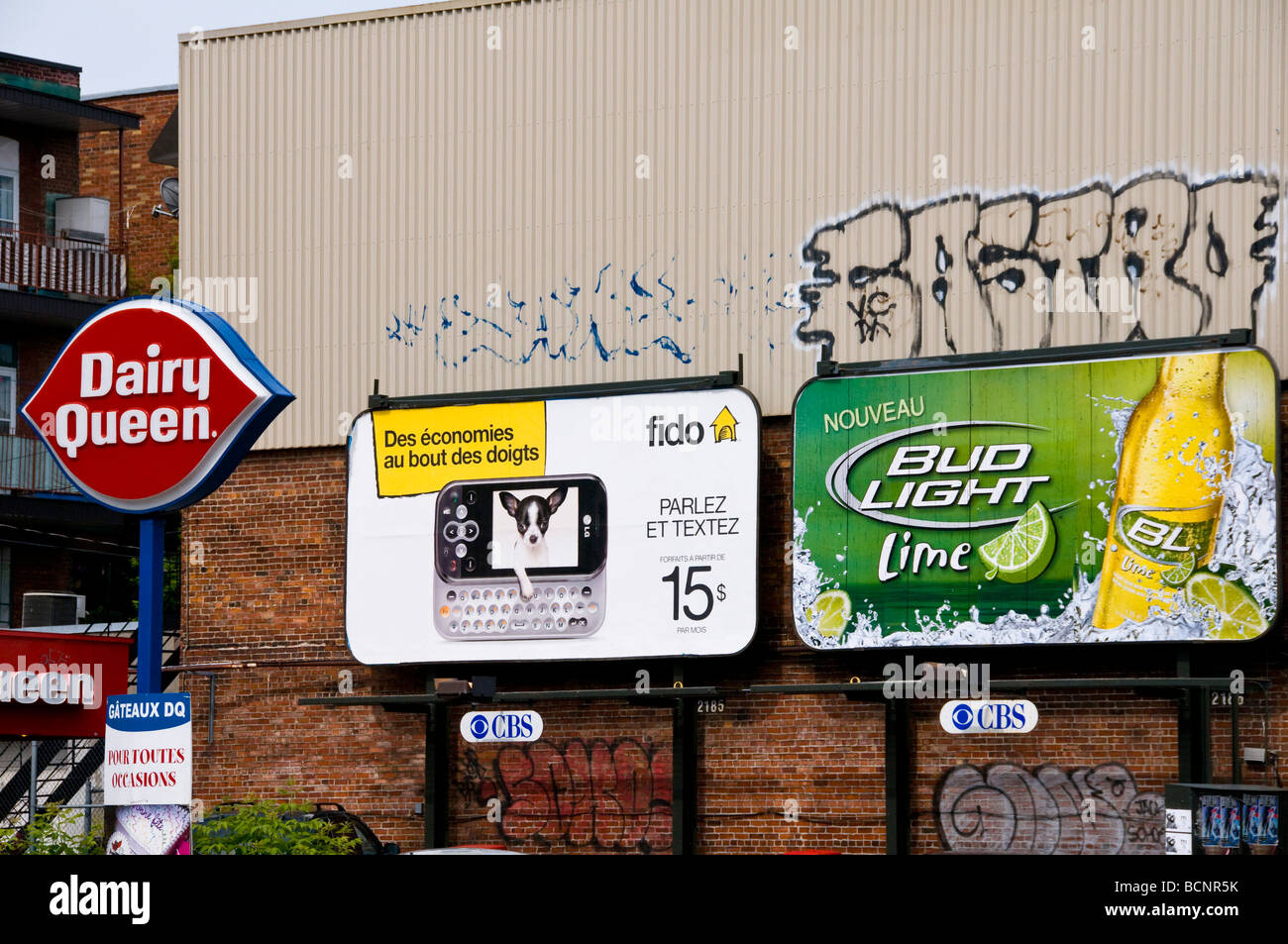 Advertising signs Montreal Quebec Canada Stock Photo - Alamy