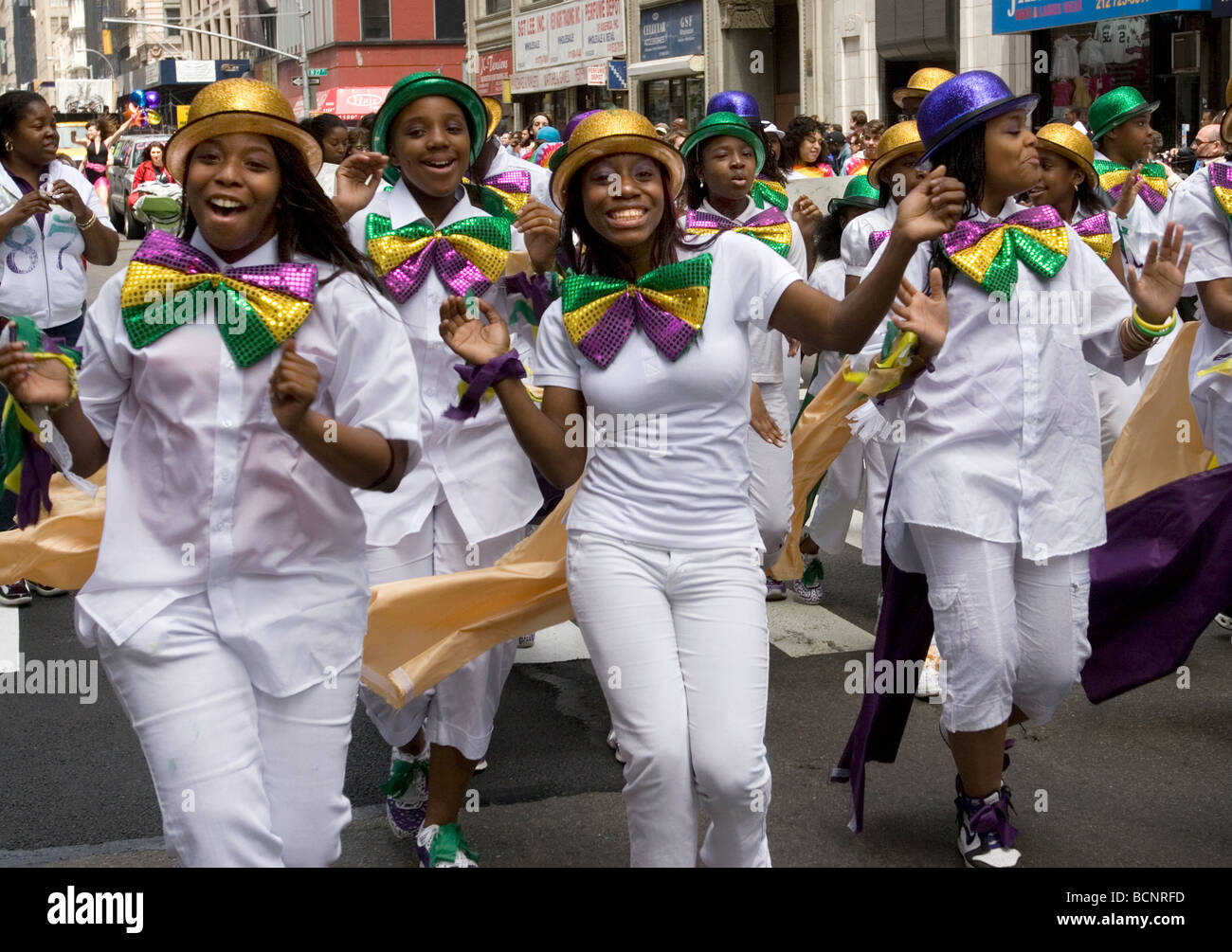 African American dance company at the annual dance parade on Broadway ...