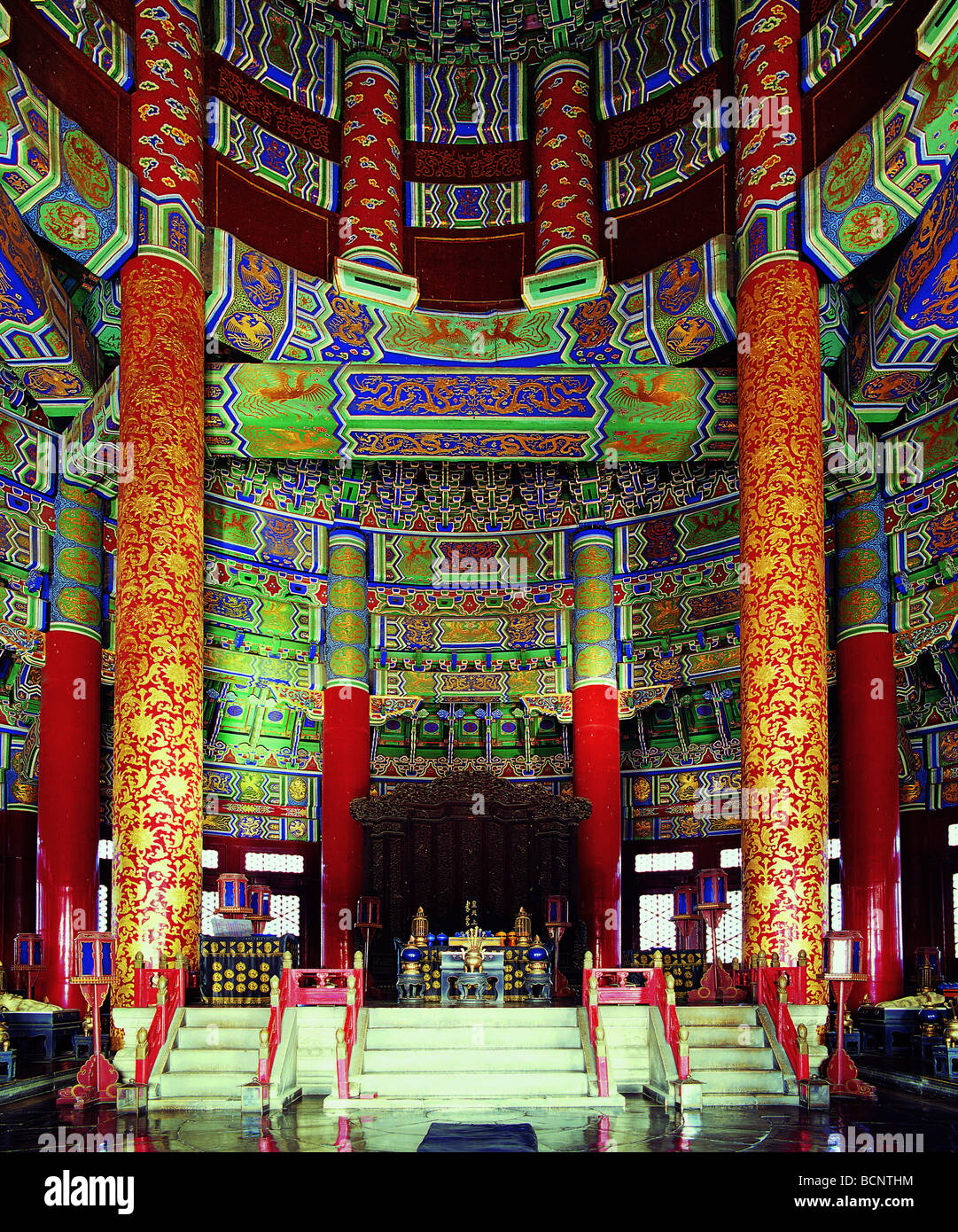 Inside of the Hall of Prayer for Good Harvests in the Temple of Heaven ...