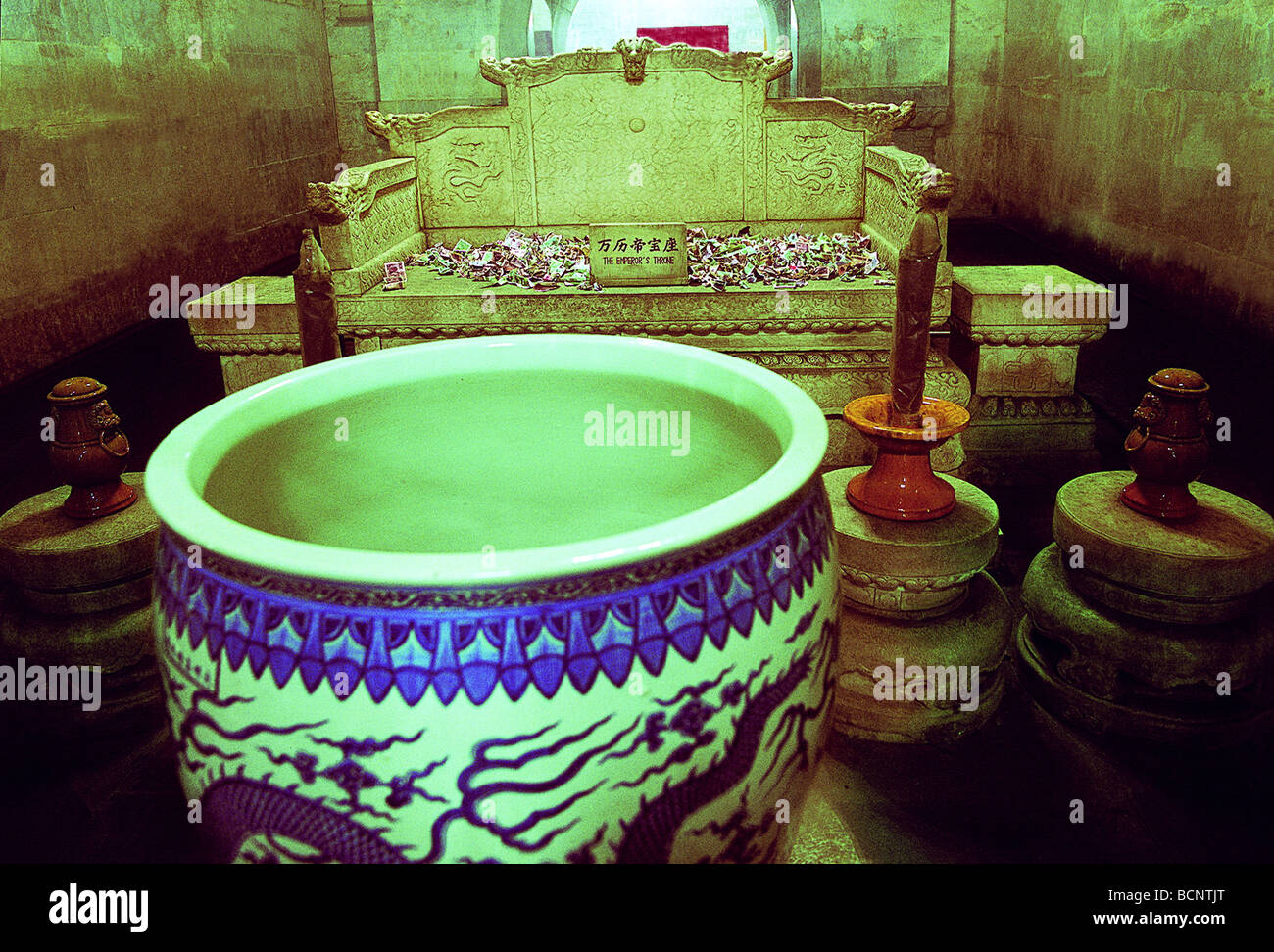 The stone throne of Emperor Wanli named Zhu Xujun in the underground ...