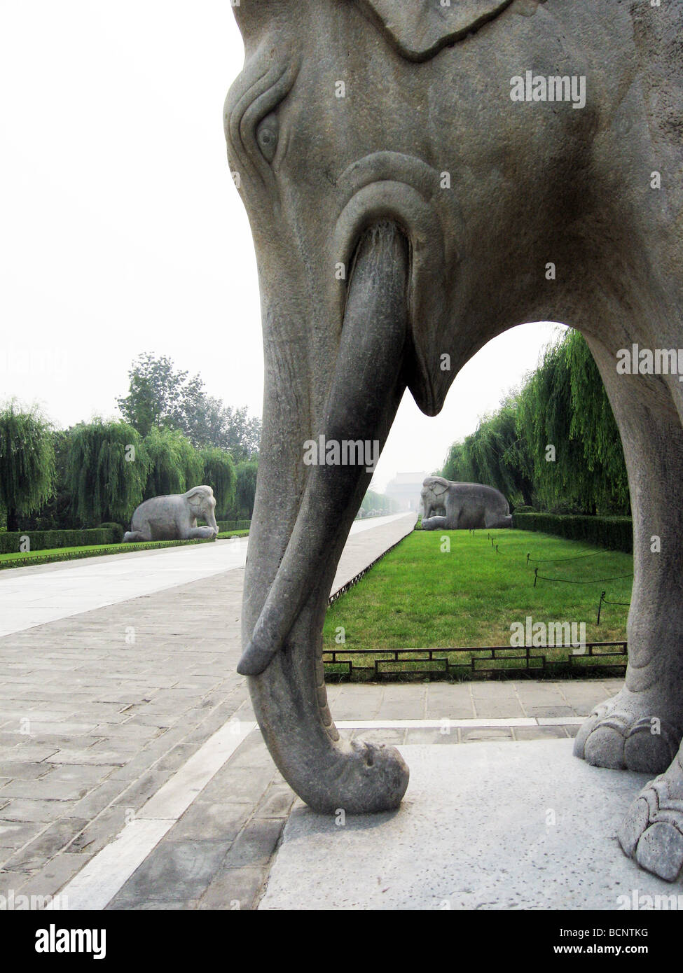 Stone carved statues on the Sacred Road in Ming Tombs in Beijing, China ...