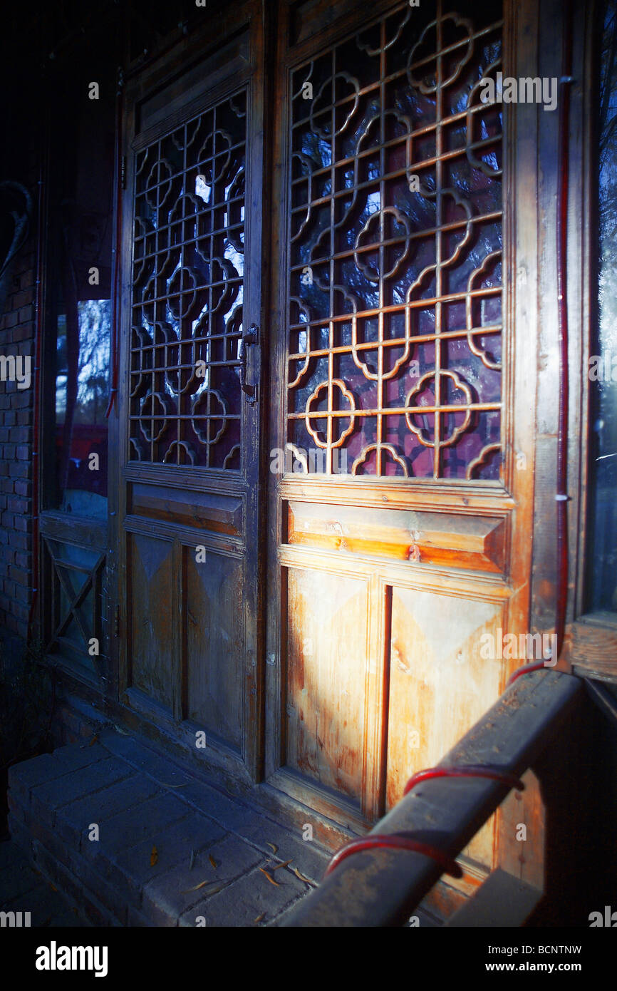 Wooden lattice window of a traditional courtyard house, Beijing, China ...