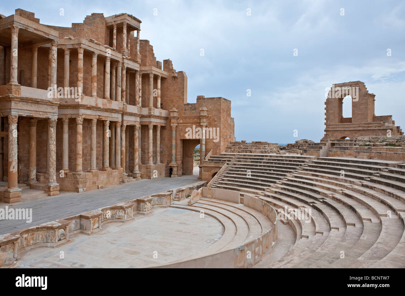 Libya archaeological site of Sabratha the Roman theatre Stock Photo - Alamy