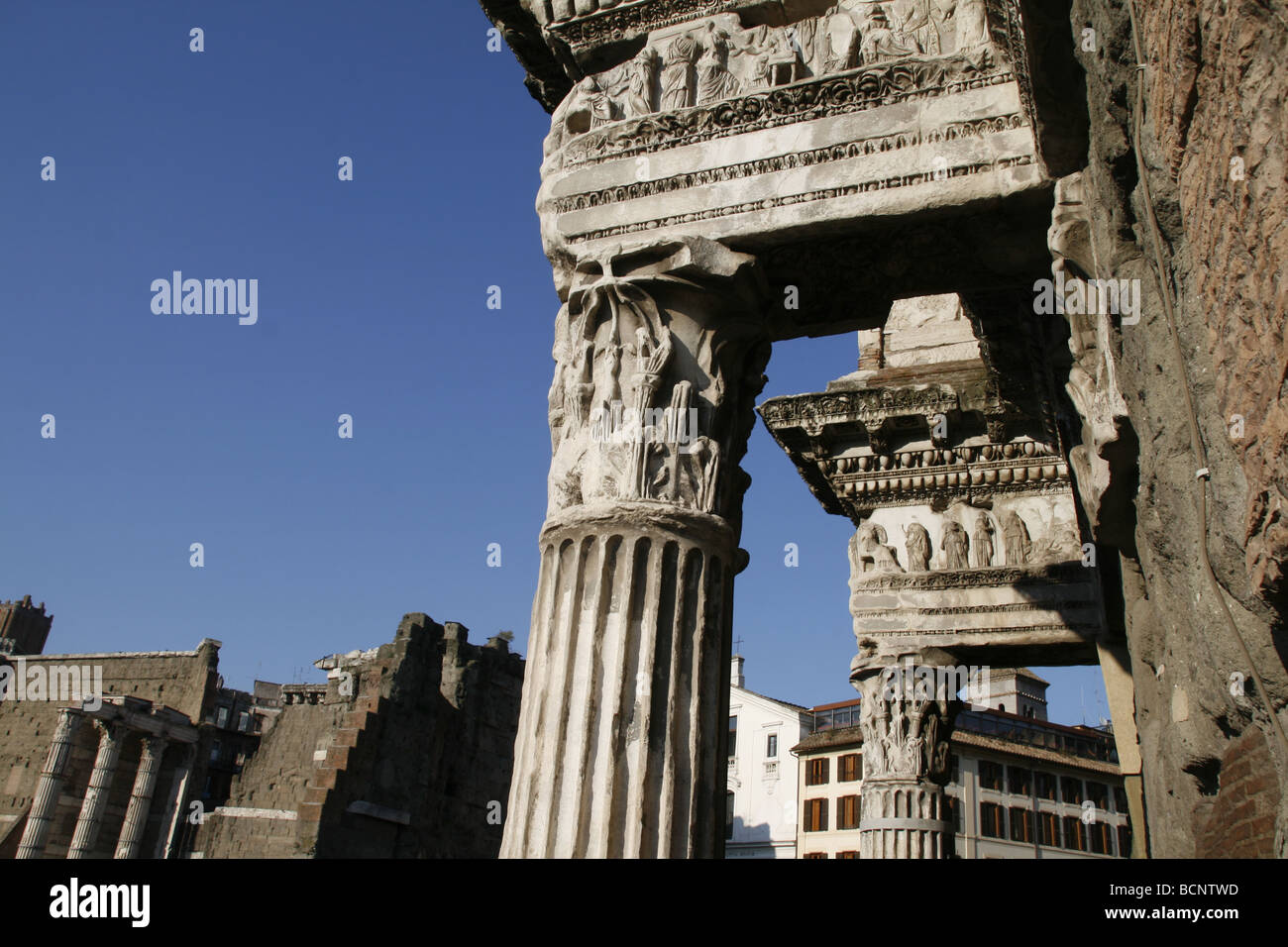 columns at foro di nerva forum, rome Stock Photo - Alamy