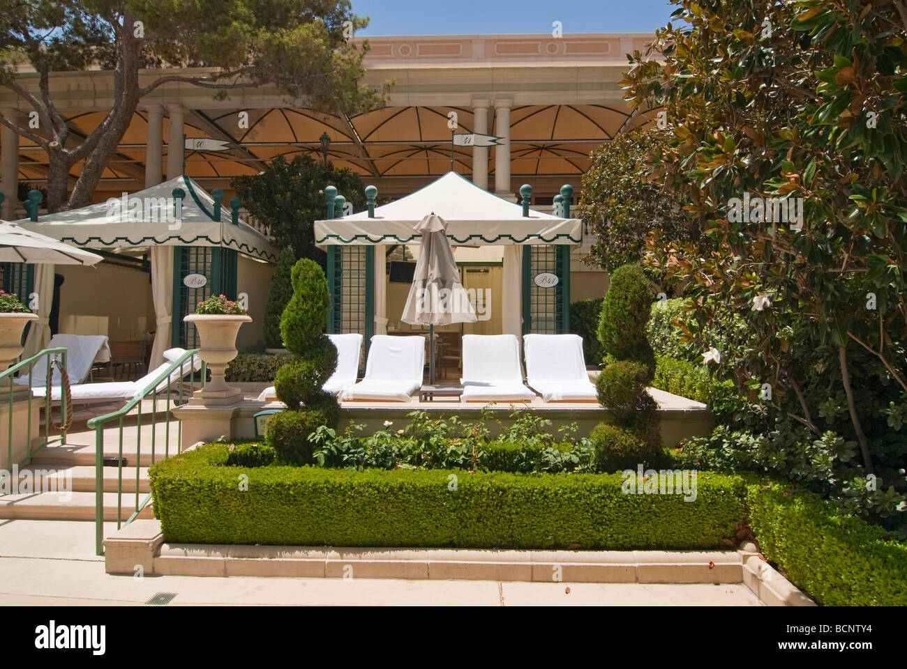 Private Cabanas at the pool area of Bellagio Resort and Casino Stock ...
