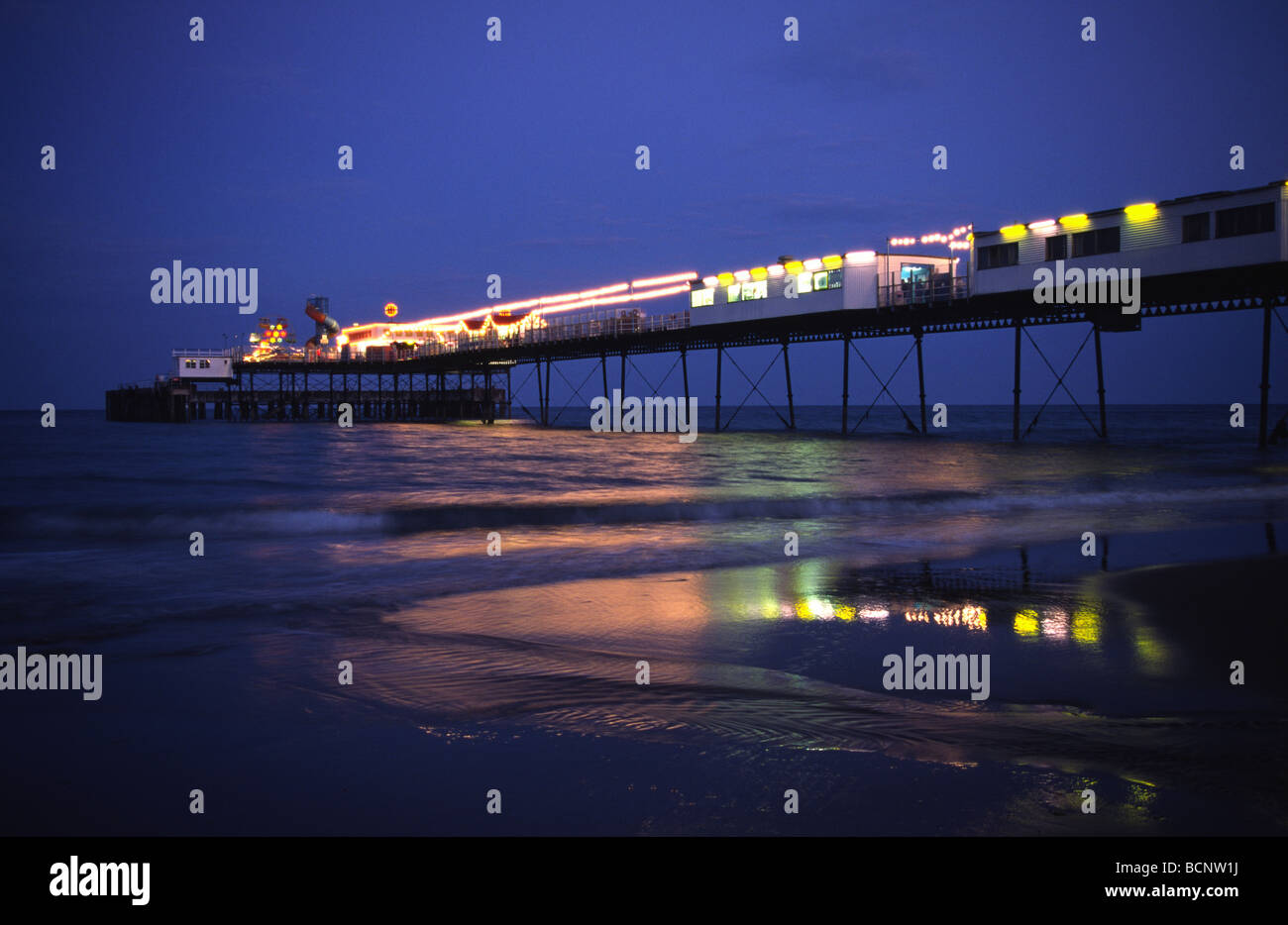 Sandown Pier Illuminated at Night Stock Photo - Alamy