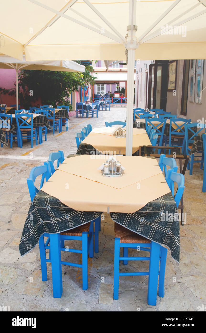 Greek terrace from the restaurant Stock Photo - Alamy