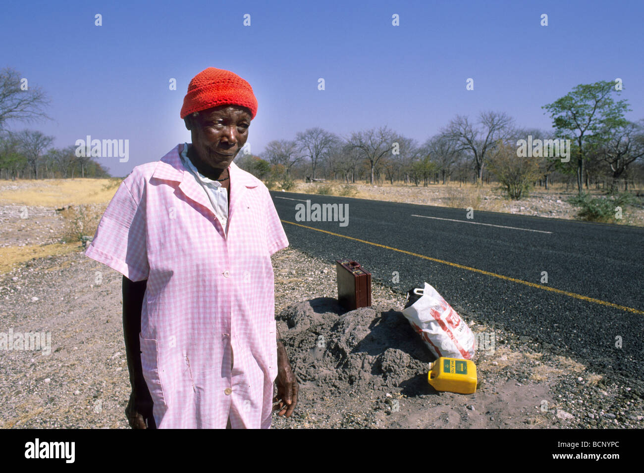 botswana awaiting bus near nata Stock Photo - Alamy