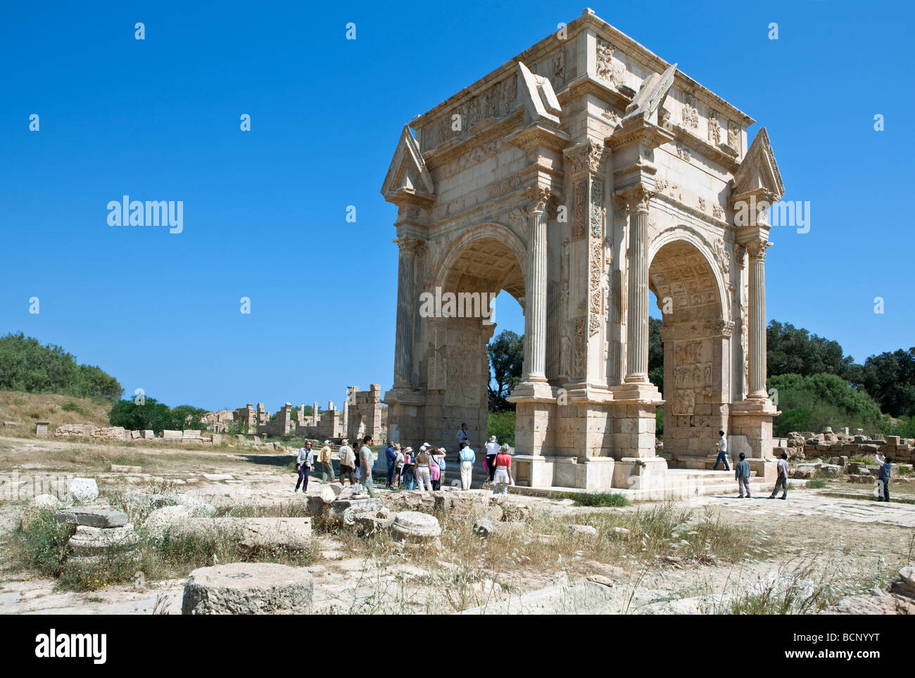 Libya archaeological site of Leptis Magna the Settimio Severo arch ...