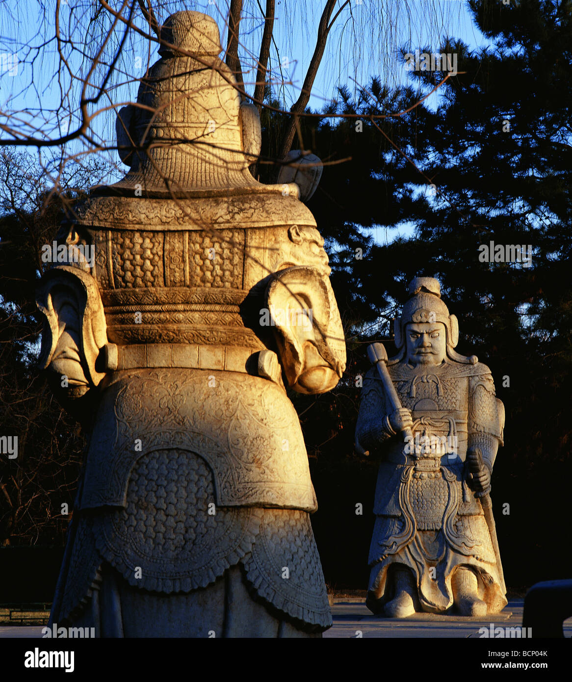 Stone warrior on the Sacred Road in Ming Tombs in Beijing, China Stock ...