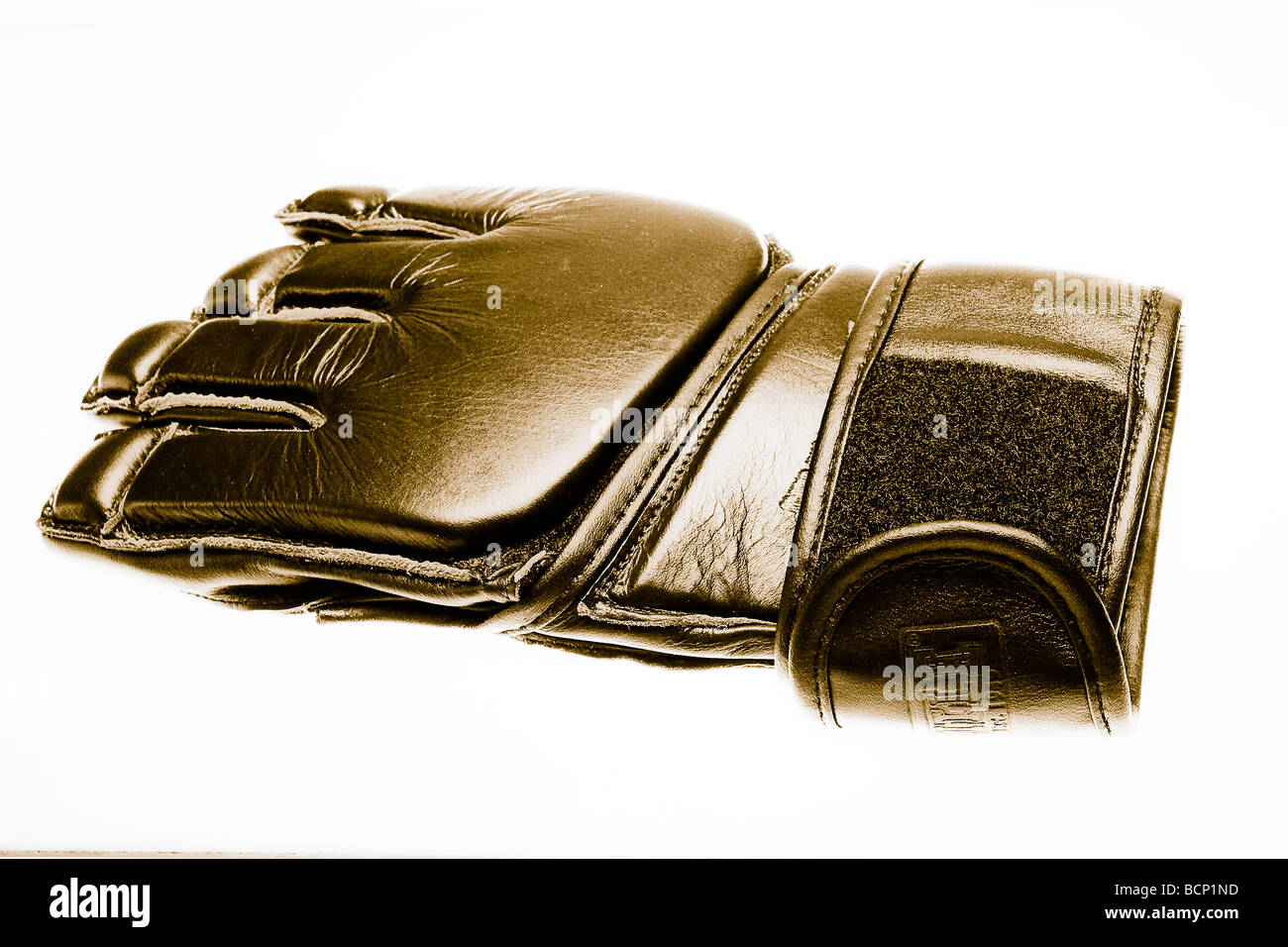 Leather cut down sparring boxing glove fight club style hand protection ...